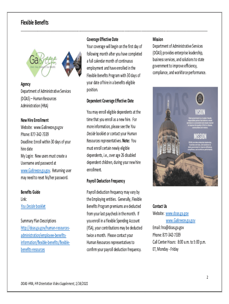 Fillable Online doas ga Flexible Benefits Resources - Georgia ...