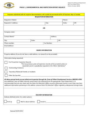 Fillable Online PHASE 1, ENVIRONMENTAL AND INSPECTION REPORT REQUEST ...