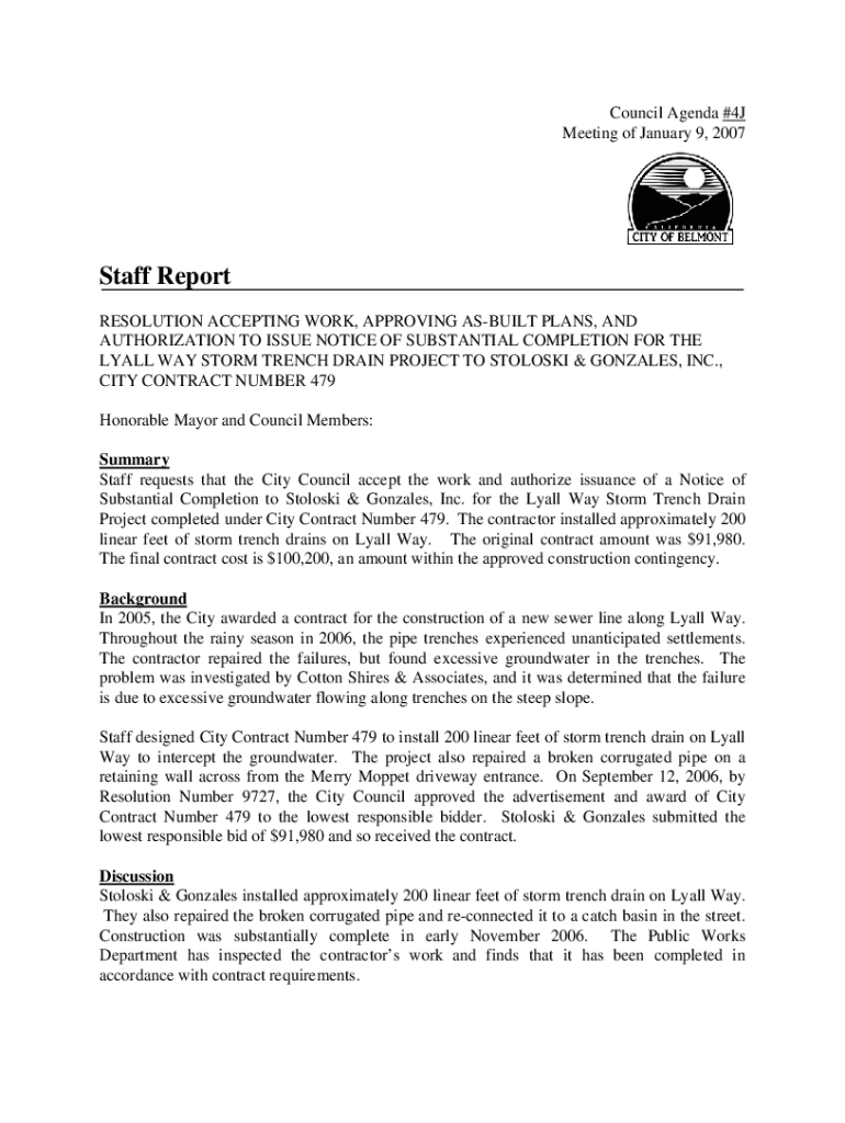 Fillable Online PDF Staff Report Template - City of Belmont Fax Email ...