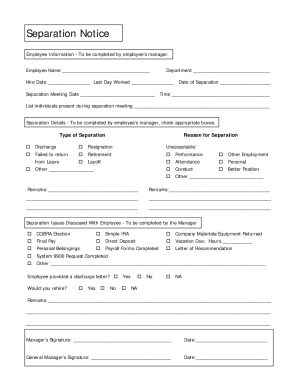 Fillable Online Procedure for Employee Separation - Information ...
