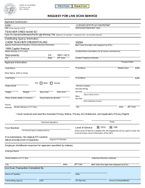 Fillable Online Request for Live Scan Service. BCIA 8016 - Request for ...