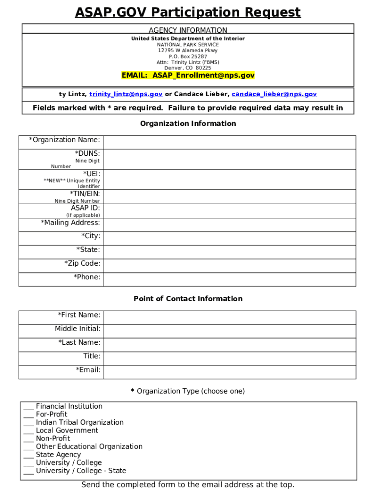 ASAP Organization Enrollment and User ID Request Doc Template | pdfFiller