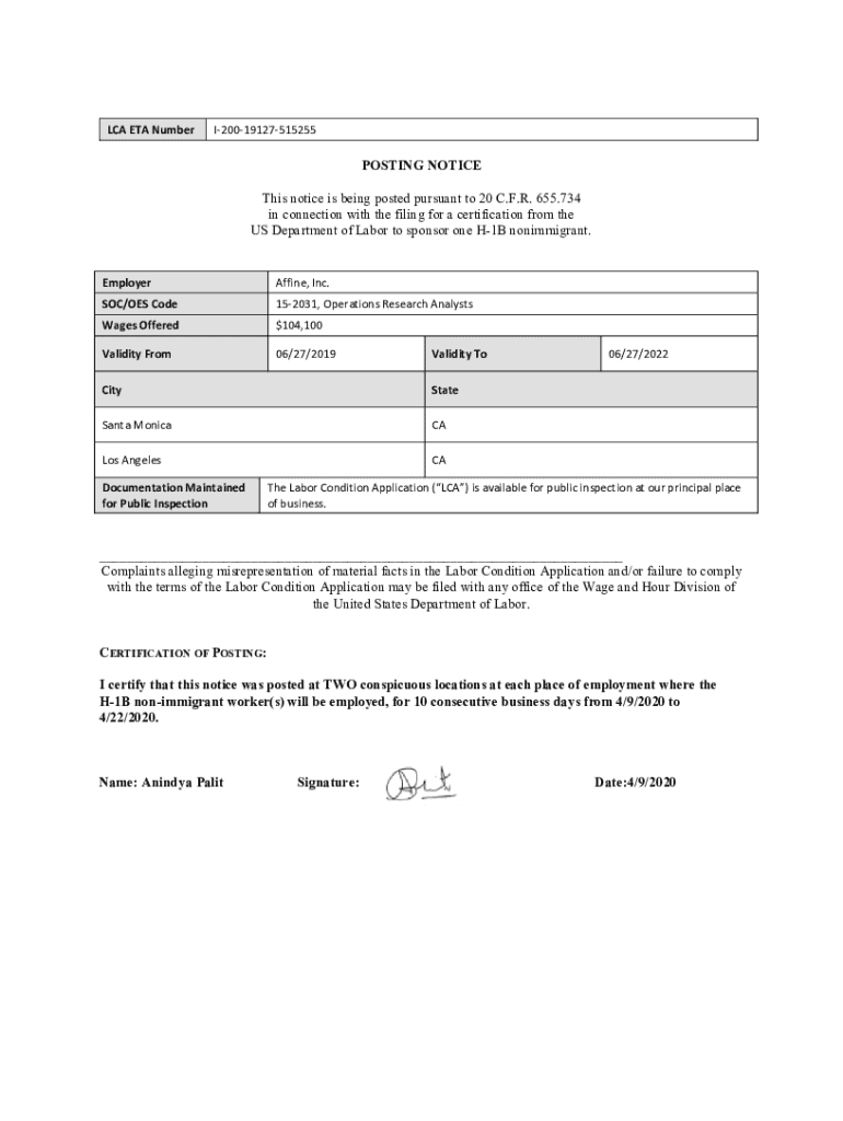 Fillable Online 20 CFR655.734 - What is the fourth LCA requirementFact ...