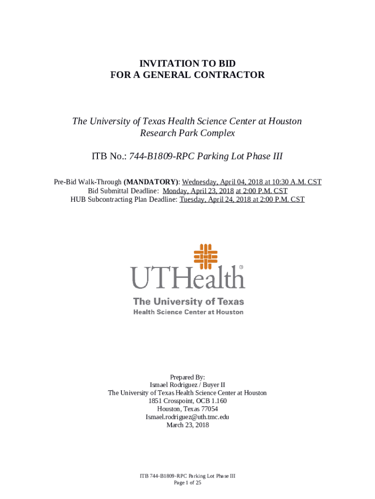 Exhibit A - Construction Project Manual and Drawings - UTH Doc Template ...