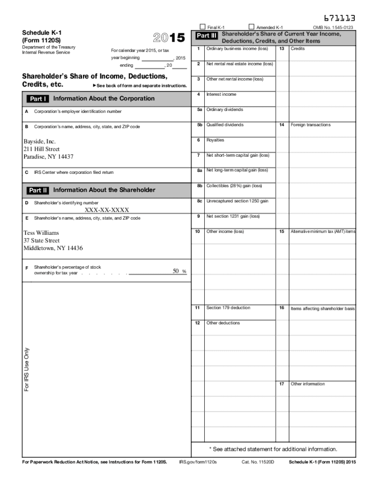 Fillable Online About Schedule K-1 (Form 1065), Partner's Share of IncomeShareholder's ...