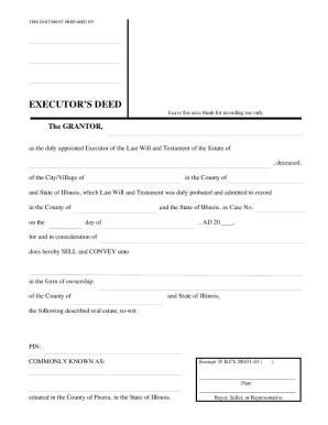 Fillable Online Understanding The Executors Deed Form : Get Your Free ...