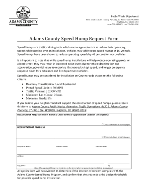 Fillable Online PDF Adams County Speed Hump Request Form Fax Email ...
