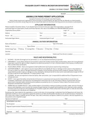 Fillable Online Animals in Parks Permit Application Fax Email Print ...