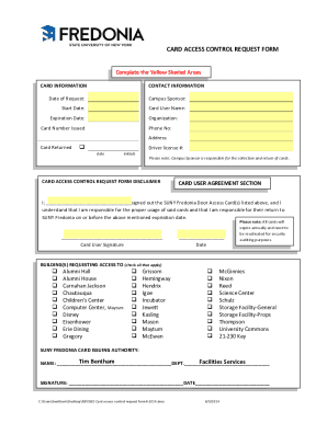 Fillable Online card access control request form - Fredonia.edu Fax ...
