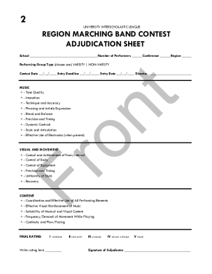 Fillable Online region marching band contest adjudication sheet - UIL ...