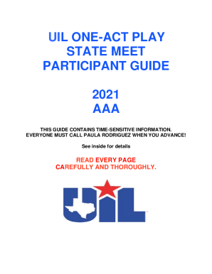 Fillable Online UIL ONE-ACT PLAY STATE MEET PARTICIPANT GUIDE 2021 AAA ...