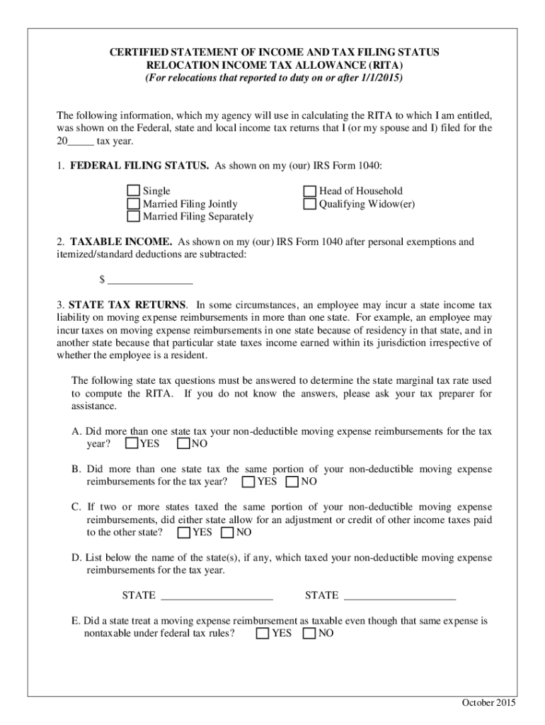 Fillable Online www.dfas.milPortals98CERTIFIED STATEMENT OF INCOME AND ...