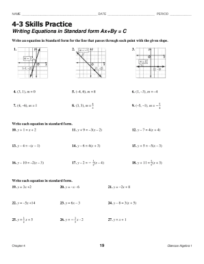 Fillable Online Writing Equations in Standard Form - Algebra-Class ...
