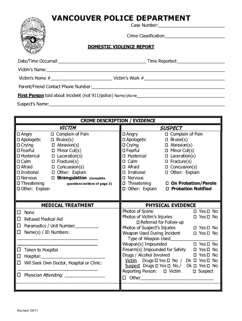 Fillable Online Police Report Filed for Domestic Violence: Now What ...