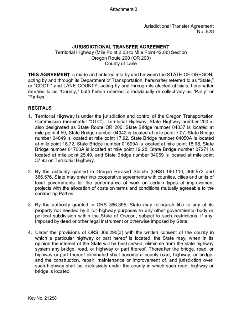 Fillable Online Local Agency Agreement for Jurisdictional Transfer Fax Email Print - pdfFiller