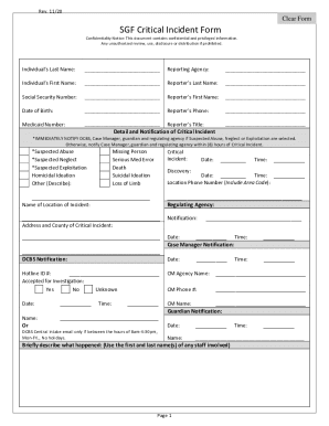 Fillable Online dbhdid ky SGF Incident Form - dbhdid.ky.gov Fax Email ...