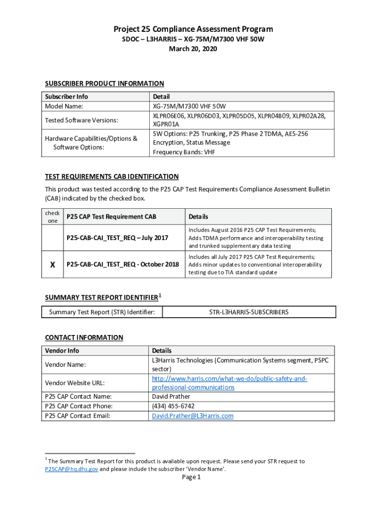 Fillable Online Project 25 Compliance Assessment Program - DHS Fax ...