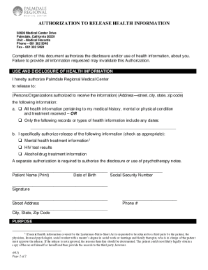 Fillable Online AUTHORIZATION TO RELEASE HEALTH INFORMATION 38600 Medical ... Fax Email Print ...