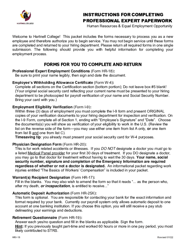 Fillable Online Instructions for Completing Professional Experience ...