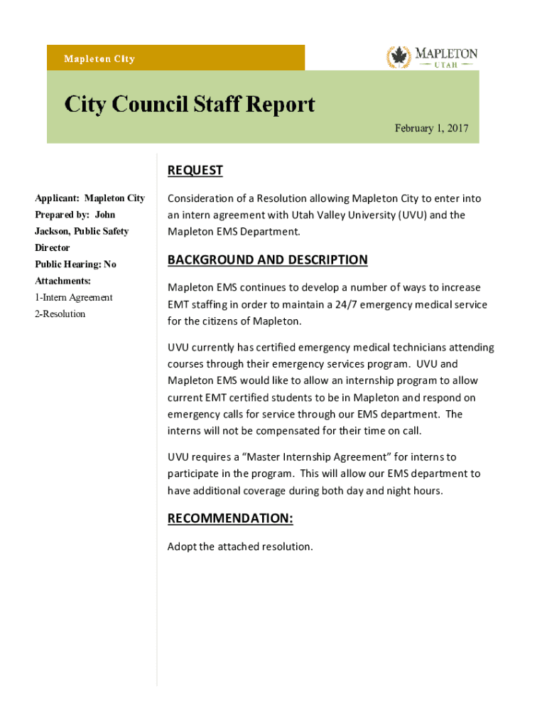 Fillable Online REQUEST BACKGROUND AND DESCRIPTION - mapleton.org Fax ...