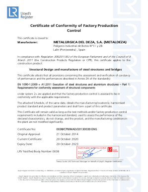 Fillable Online CERTIFICATE OF CONFORMITY OF THE FACTORY PRODUCTION ...