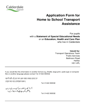 Fillable Online Application Form for Home to School Transport ...