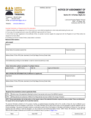 Fillable Online Notice of Assignment of Order. Security Classification ...