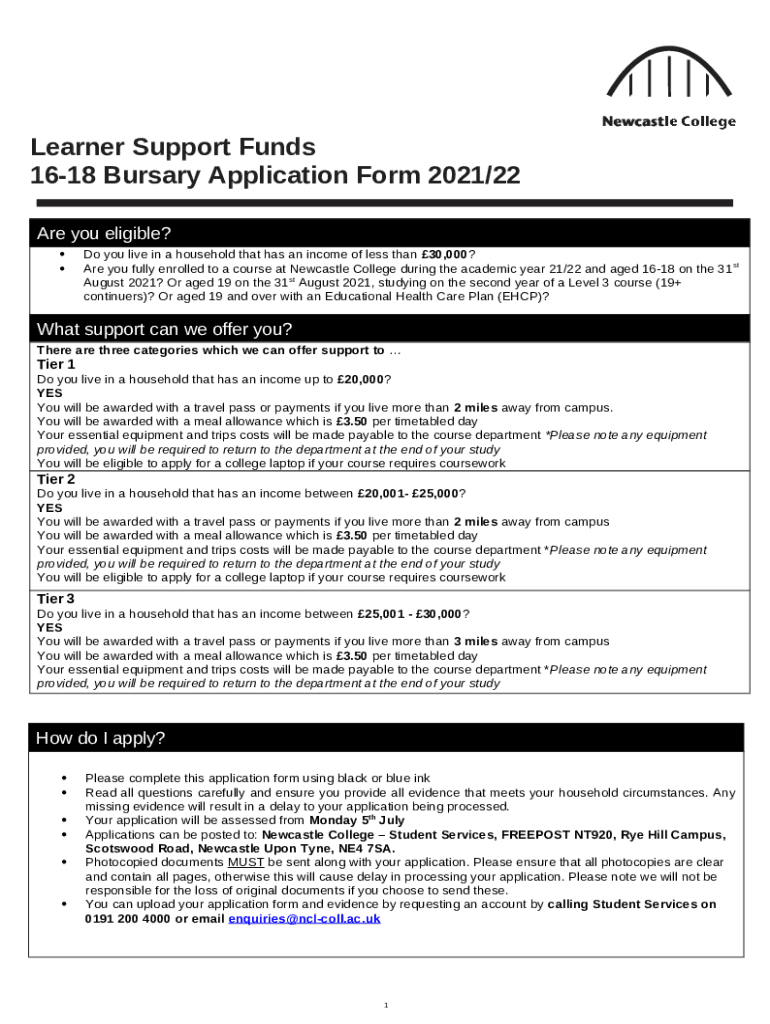APPLICATION FOR 19+ LEARNER SUPPORT FUND AND LEARNER LOAN ... Doc ...