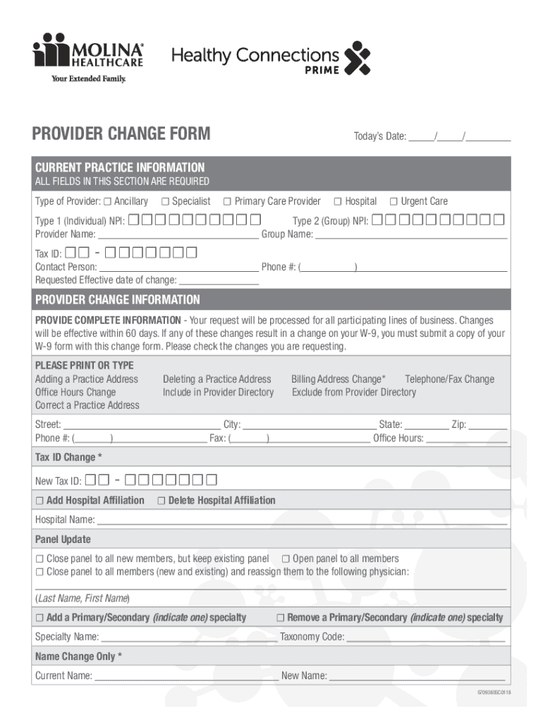 Fillable Online Provider Change Request Form South Carolina. Provider Change Form Fax Email ...