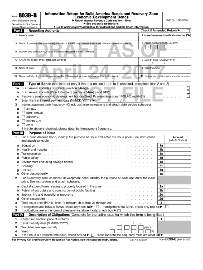Fillable Online Form 8038-B (Rev. September 2017). Information Return ...