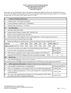 Fillable Online www.tceq.texas.govassetspublicTCEQ - Form OP-1 ...