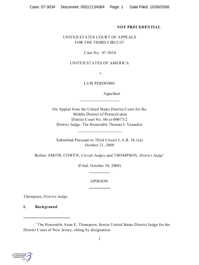 Fillable Online The Honorable Anne E. Thompson, Senior United States ...