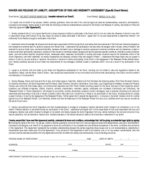 Fillable Online RACE WAIVER AND RELEASE OF LIABILITY Fax Email Print ...