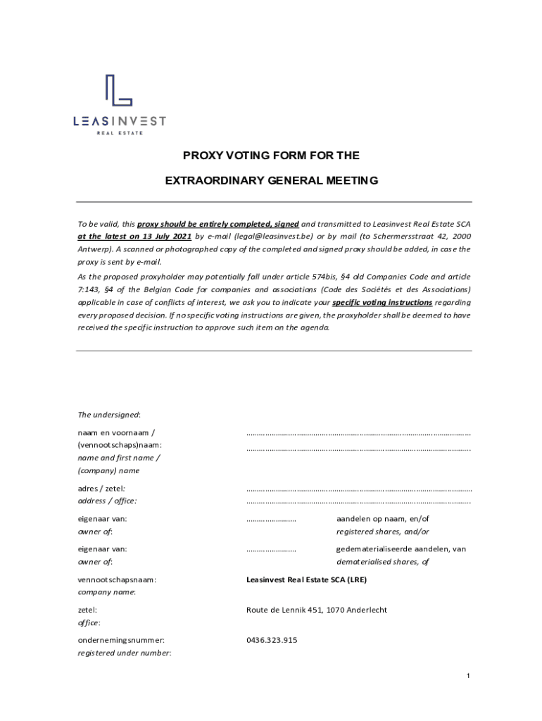 Fillable Online EGM LREVoting form by proxy ENGCORR.DOCX Fax Email Print - pdfFiller