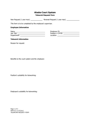 Fillable Online ADM-211 Telework Request Form Fax Email Print - pdfFiller