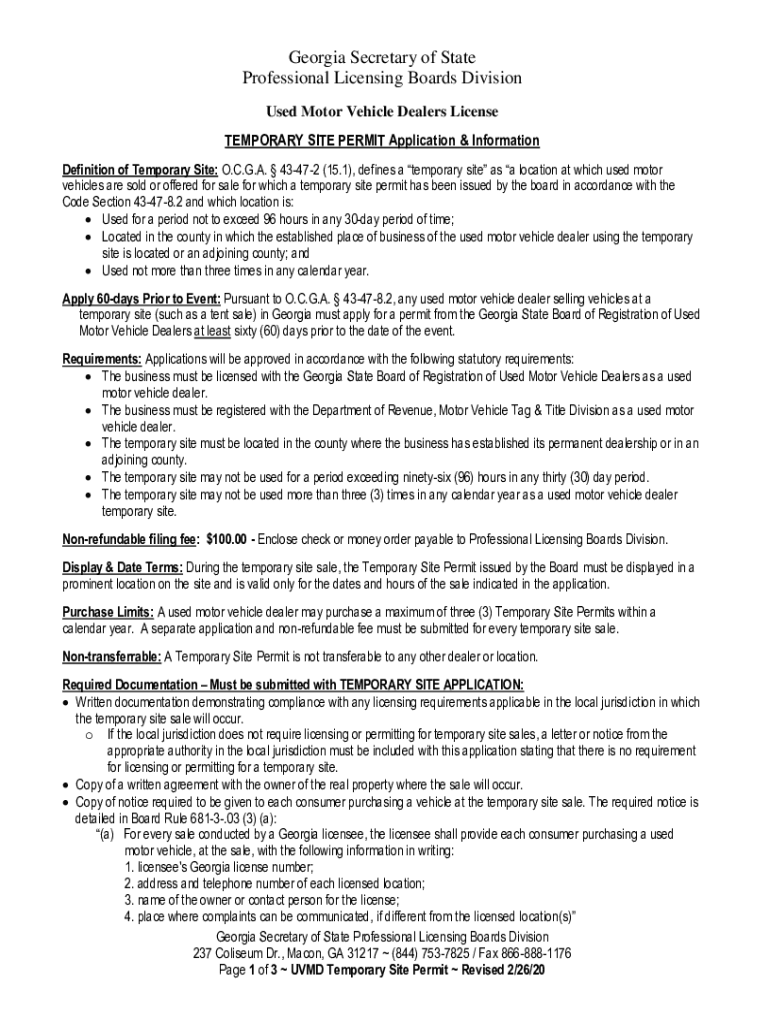 Fillable Online sos ga The Licensing Division of the Georgia Secretary ...