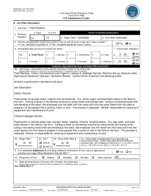 Fillable Online www.dol.govsitesdolgovH-2A Agricultural Clearance Order ...