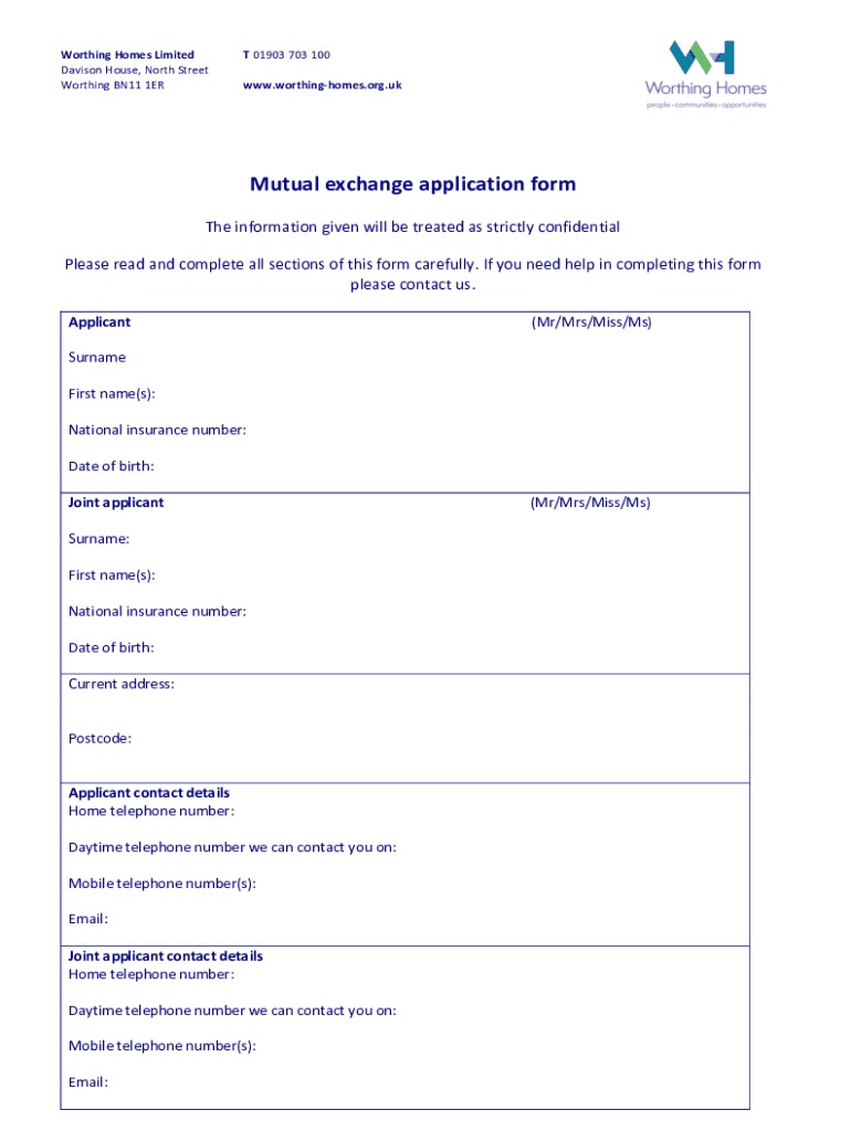Homes mutual exchange application: Fill out & sign online | DocHub
