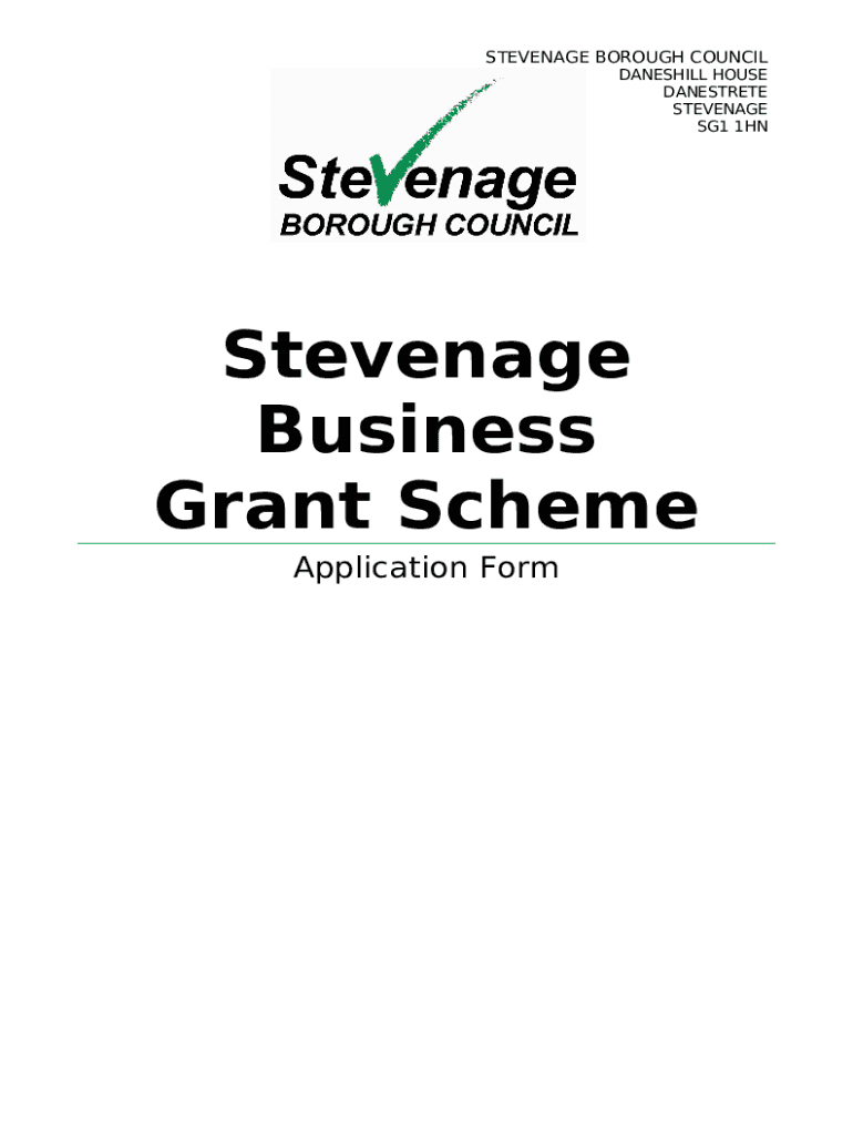 Stevenage Business Support Grant. Application Doc Template | pdfFiller
