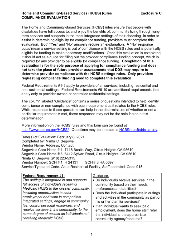 Fillable Online Home and Community-Based Services (HCBS) Rules ...