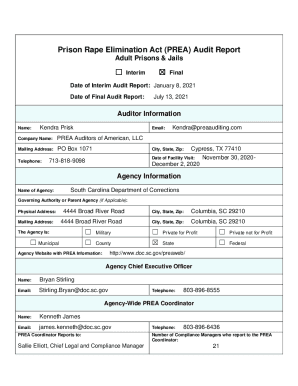 Fillable Online PDF Prison Rape Elimination Act (PREA) Audit Report ...