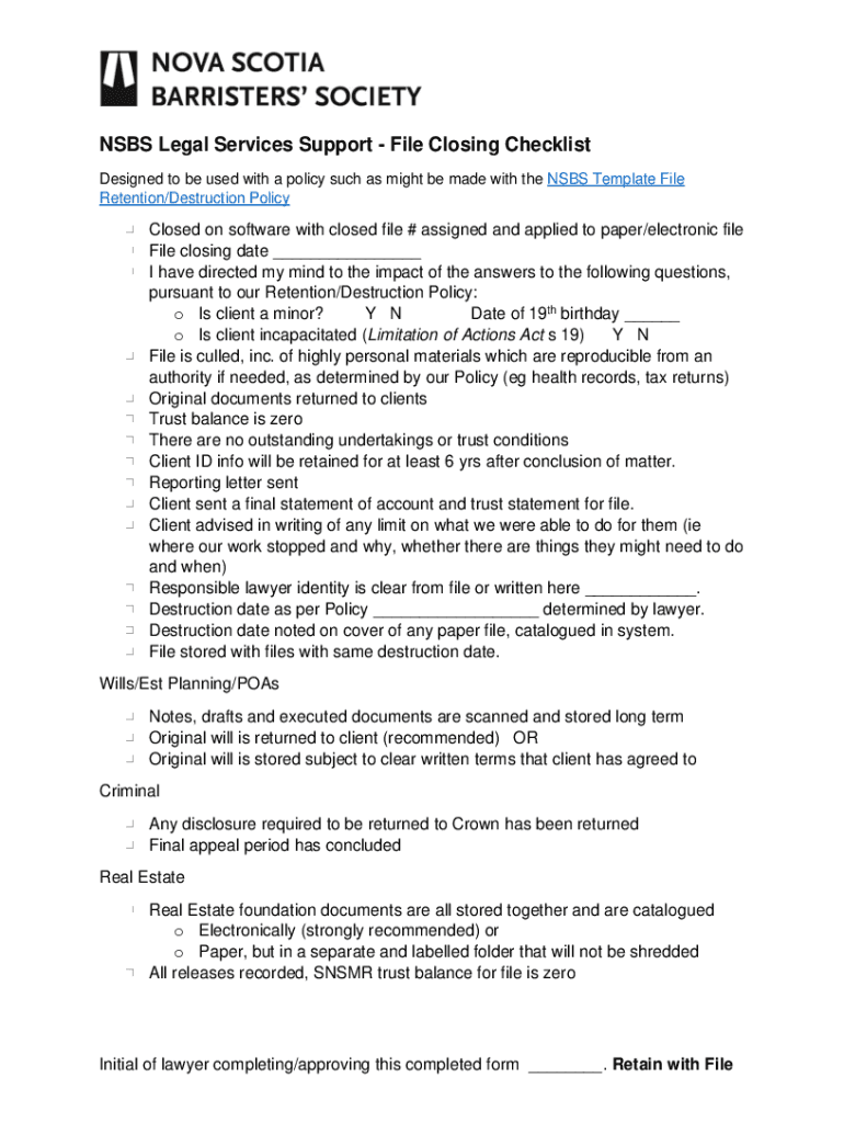 Fillable Online 13+ Closing Checklist Templates - PDF, PSD, Google Docs ...