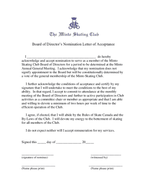 Fillable Online Board of Directors Acceptance Letter - STEPBYSTEPHow To ...