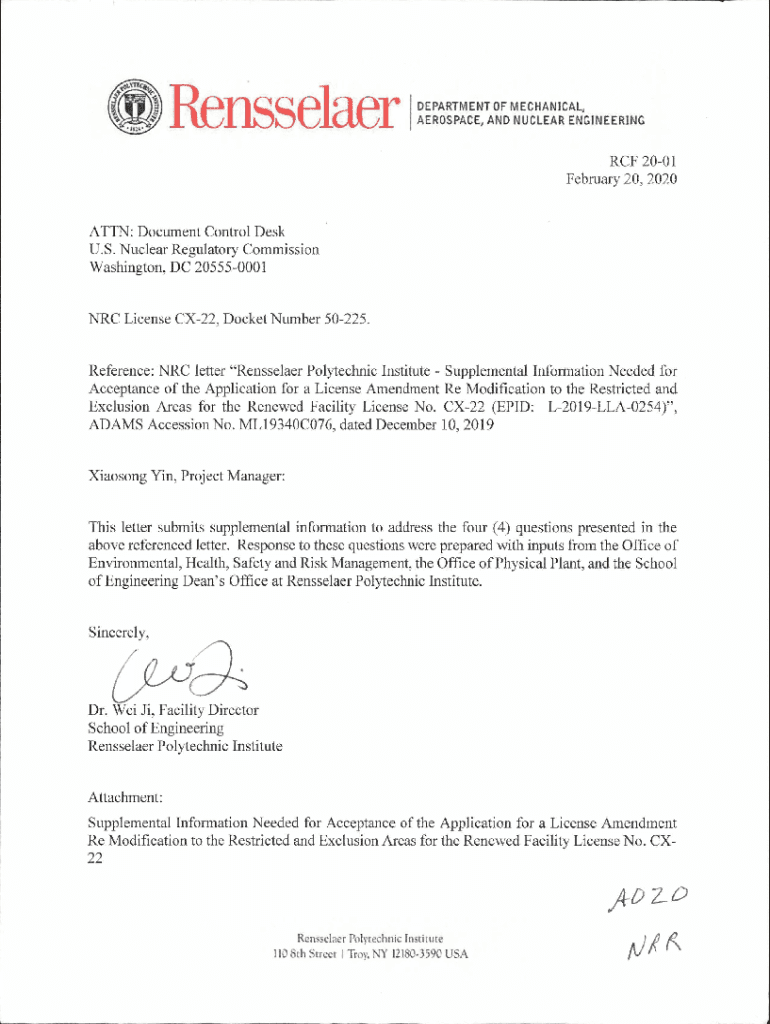 Fillable Online Rensselaer Polytechnic Institute, Supplemental ...