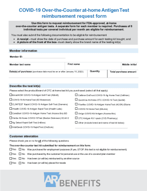 Fillable Online COVID-19 OTC Antigen Test reimbursement request form ...