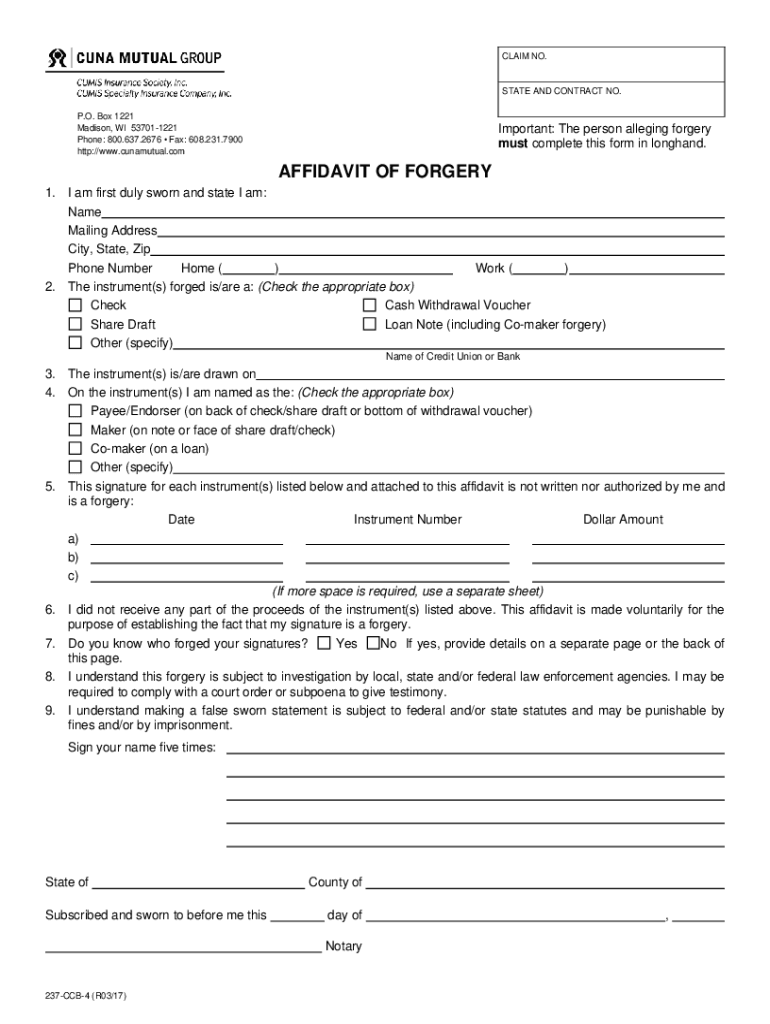 Fillable Online Fillable Online must AFFIDAVIT OF FORGERY - Self-Help ...