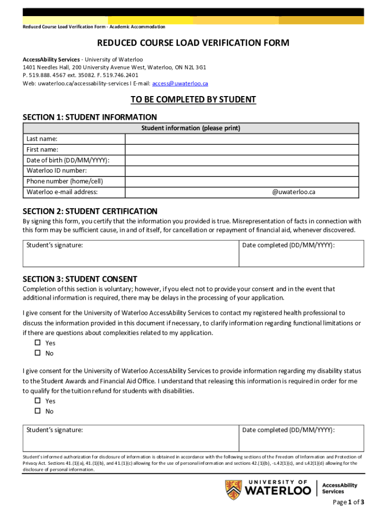 Fillable Online global.vcu.edumediaglobalReduced Course Load (RCL) Authorization Request Form ...