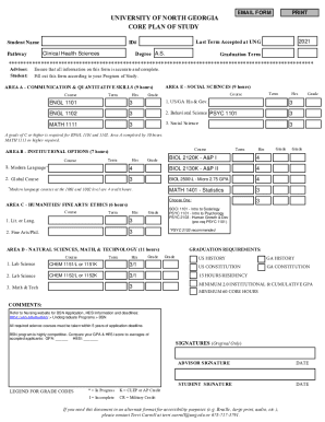 Fillable Online ung.edubiologyuploadsUNIVERSITY OF NORTH GEORGIA CORE ...