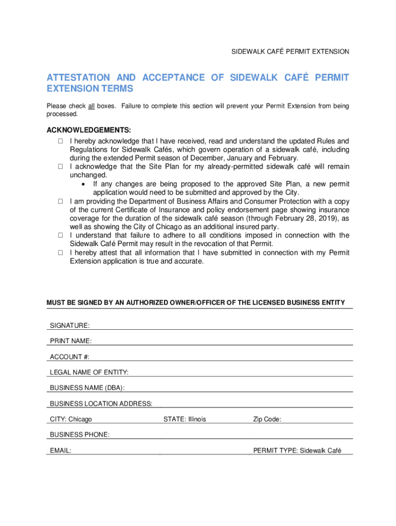 Fillable Online SIDEWALK CAF PERMIT APPLICATION LICENSE YEAR: OCTOBER 1 ... Fax Email Print ...