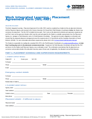 Work Integrated Learning - Placement Agreement (WIL-PAF)Student ...